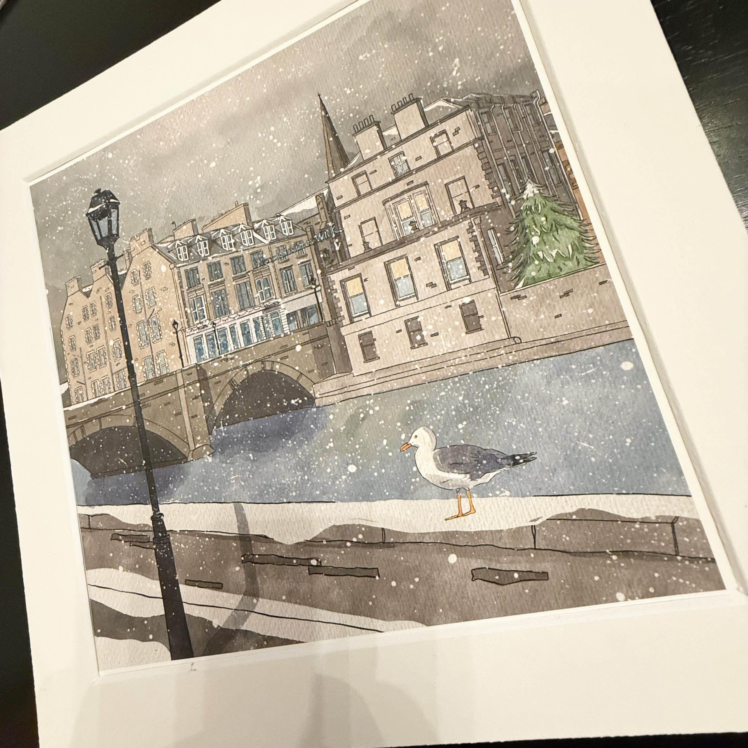 Snowy Bridge Street Print